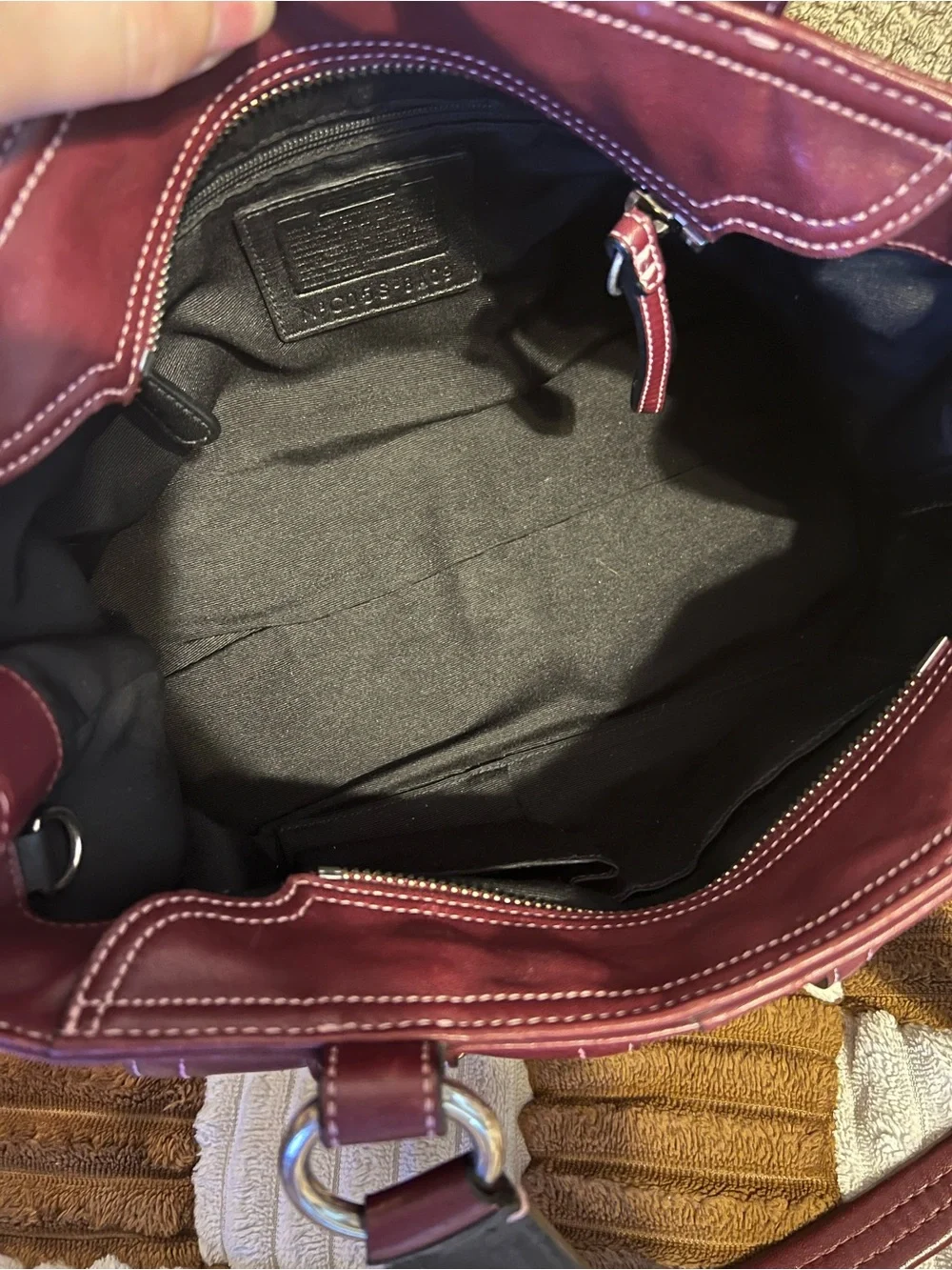 Coach | Bags | Coach Vintage Double Front Pocket Leather Tote In Deep ...